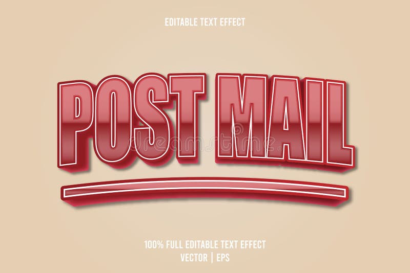 Post Mail Editable Text Effect 3 Dimension Emboss Cartoon Style Stock ...