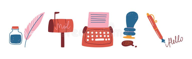 Post and Mail Service Object and Item Vector Set Stock Vector ...