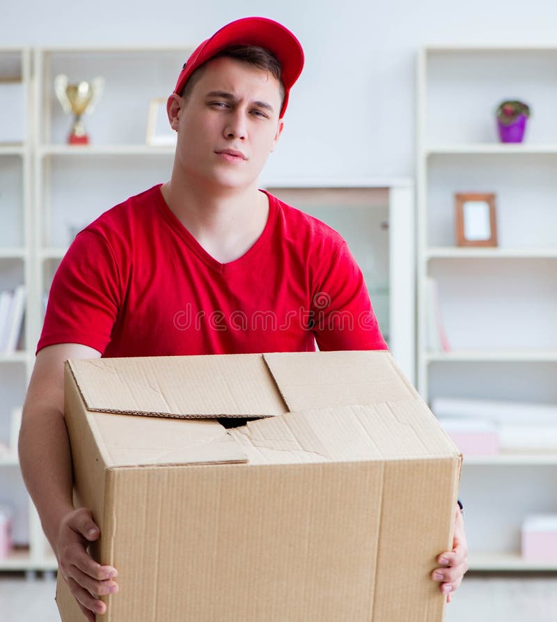 The Post Man Delivering a Parcel Package Stock Image - Image of office ...