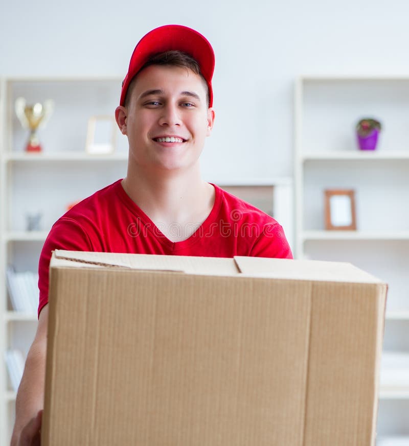 Post Man Delivering a Parcel Package Stock Photo - Image of business ...