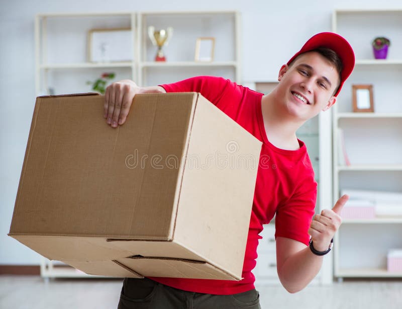 Post Man Delivering a Parcel Package Stock Image - Image of happy ...