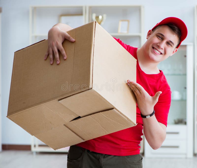 Post Man Delivering a Parcel Package Stock Photo - Image of envelope ...
