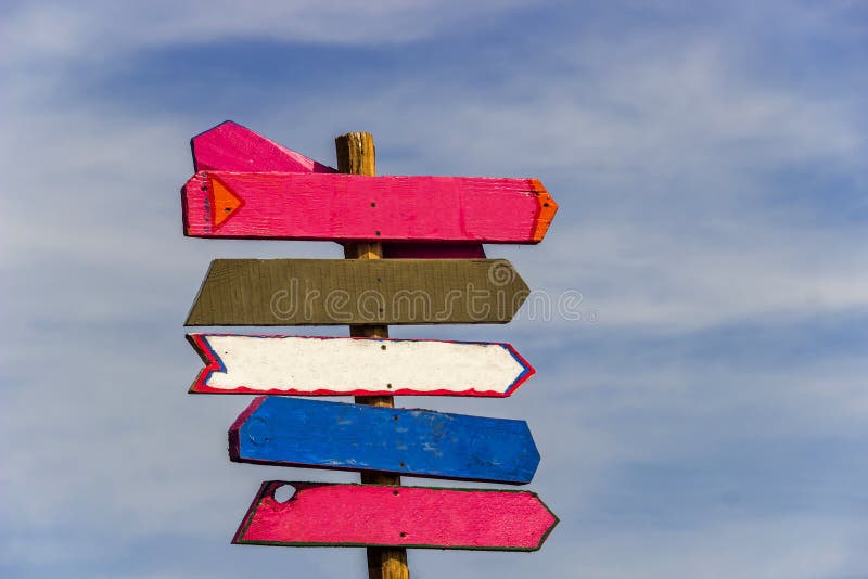 Post with Multiple Arrows As Tourist Information Sign Stock Image ...