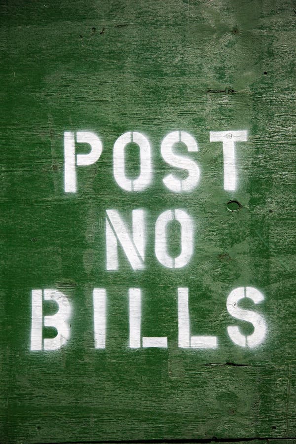 Post No Bills Spray Painted on Wood Panel Wall Stock Photo - Image of ...