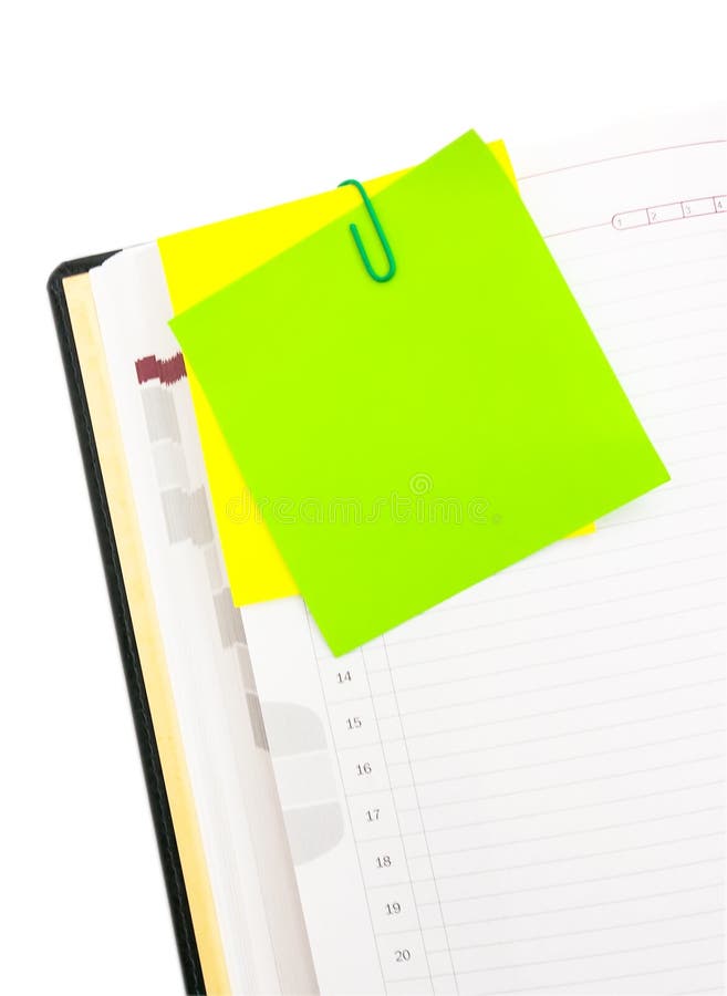 Post-it on the note book stock image. Image of organizer - 11537185