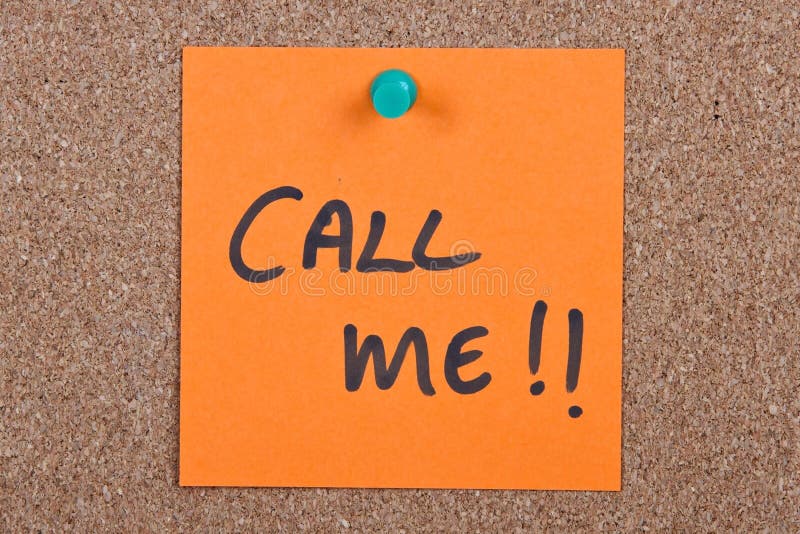 Post it note with call me stock image. Image of information - 31149347