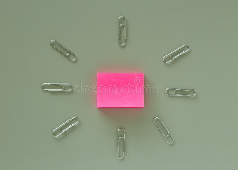 Post it Note and Clips Top View Desk Stock Image - Image of office ...
