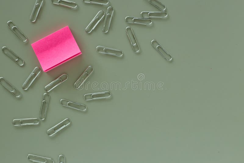 Post it Note and Clips Top View Desk Stock Image - Image of flat ...