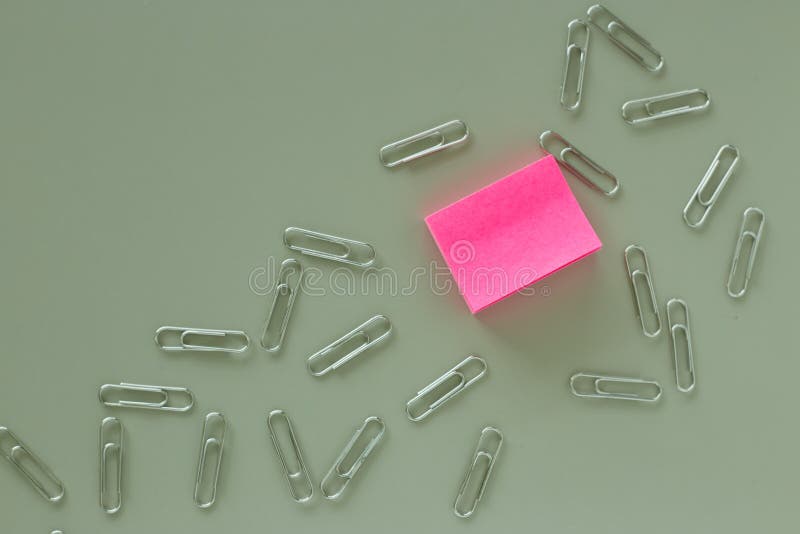Post it Note and Clips Top View Desk Stock Photo - Image of business ...
