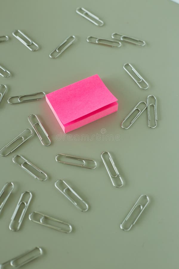 Post it Note and Clips Top View Desk Stock Image - Image of education ...