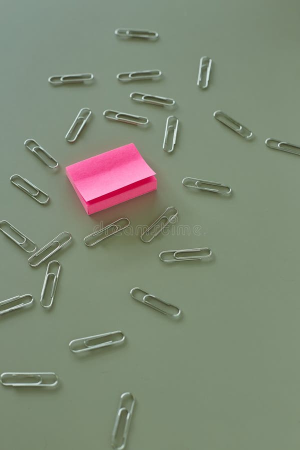Post it Note and Clips Top View Desk Stock Photo - Image of school ...