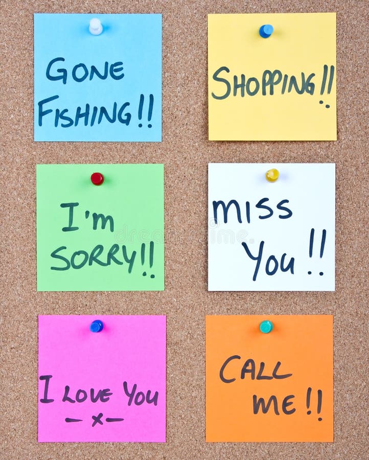 Post it Note Collage with Messages Stock Image - Image of label, board ...