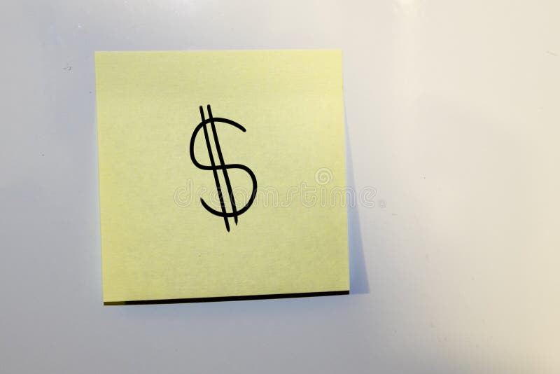 Post-it Note with a Dollar Sign Drawn Stock Image - Image of character ...