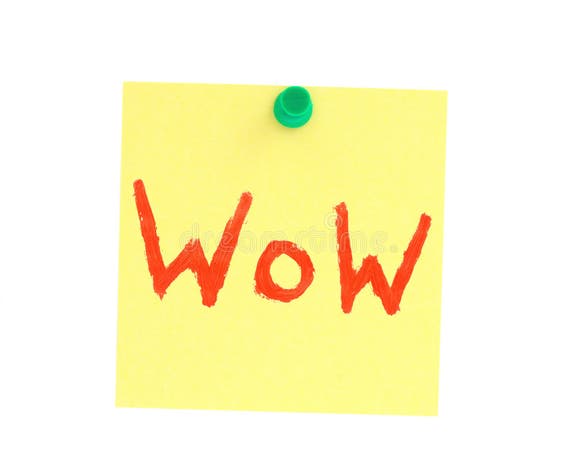 Yellow Note with Handpainted WOW Stock Photo - Image of office, notice ...