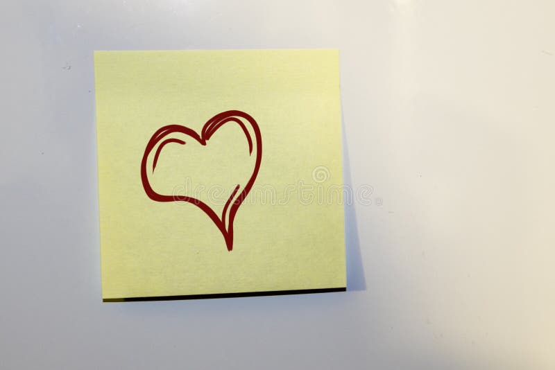 Post-it Note with a Heart Drawn Stock Photo - Image of note, heart ...