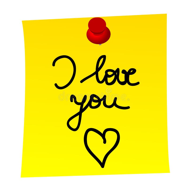 Post-it Note with I Love You Isolated on White Background Stock Vector ...