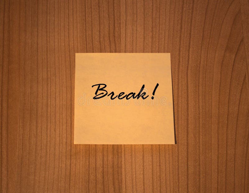 Post-it Note Break! Wooden Background Stock Image - Image of note ...
