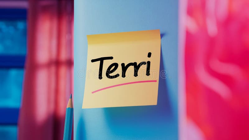 Post it Note with the Name Terri in Clear Typography on Colorful ...