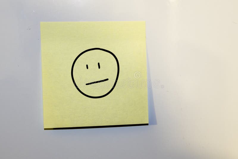 Post-it Note with a Neutral Face Drawn Stock Photo - Image of postit ...