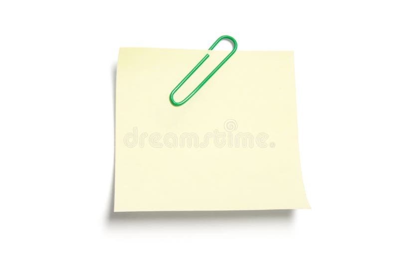 Post it Note Paper with Paperclip Stock Photo - Image of note, empty ...