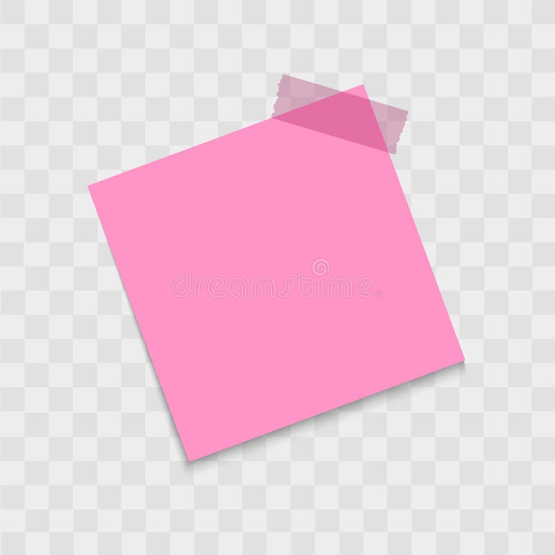 Post Note Paper Sticker Pin with Sticky Tape on Transparent Background ...