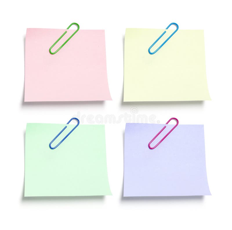Post it Note Papers with Paperclips Stock Image - Image of stationery ...