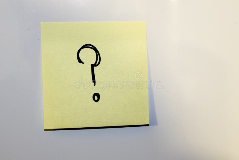 Post-it Note with a Question Mark Drawn Stock Image - Image of postit ...