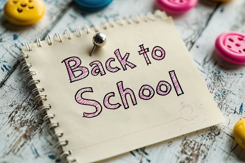 Post it Note that Reads "Back To School" and a Pin Stock Illustration ...