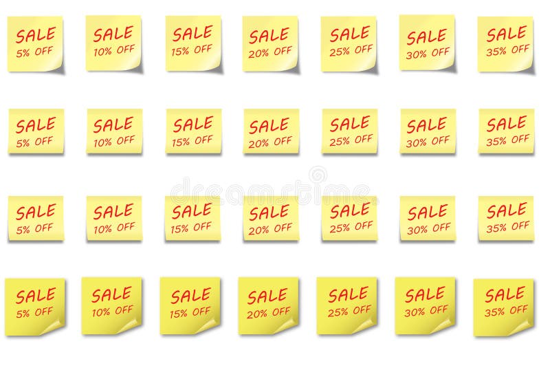 POST-it NOTE Set Sale 5-35 Stock Illustration - Illustration of note ...