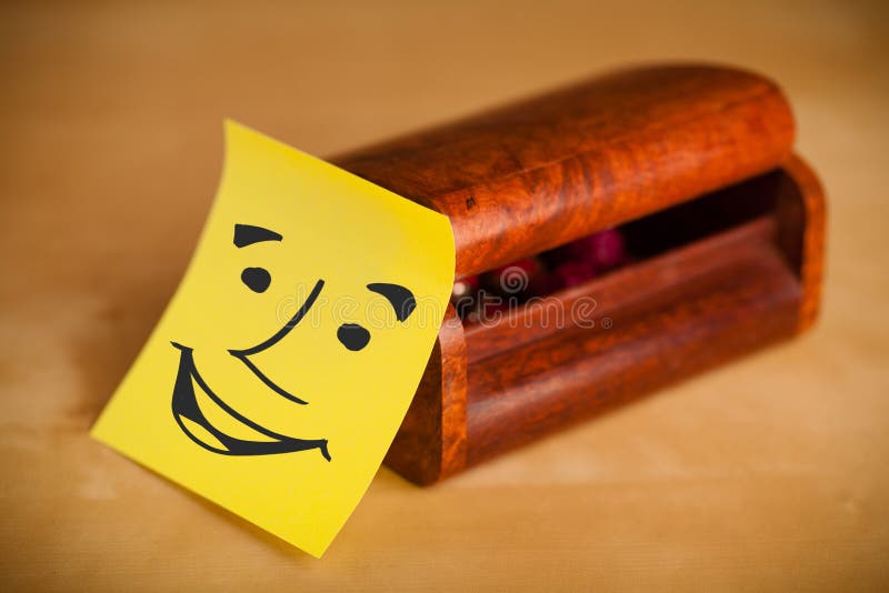 Post-it Note with Smiley Face Sticked on a Box Stock Photo - Image of ...
