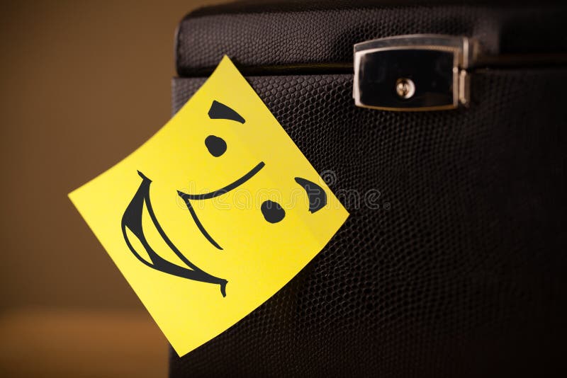 Post-it Note with Smiley Face Sticked on a Box Stock Photo - Image of ...