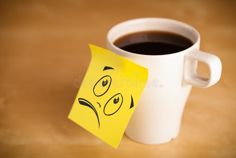 Post-it Note with Smiley Face Sticked on Cup Stock Image - Image of ...