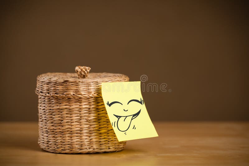 Post-it Note with Smiley Face Sticked on Jewelry Box Stock Image ...