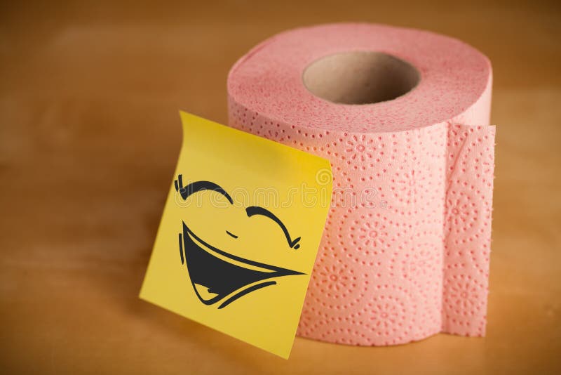 Post-it Note with Smiley Face Sticked on Toilet Paper Stock Photo ...