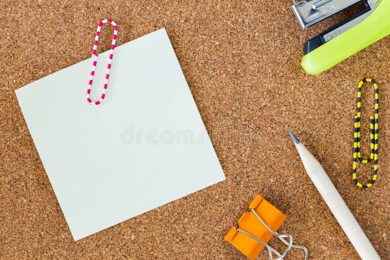 Post-it Note and Stationary on Cork Board Stock Image - Image of memo ...
