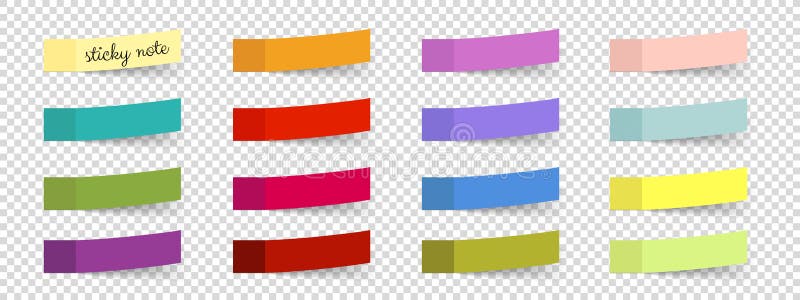 Post Note Sticker Template Set - Colorful Vector Illustrations Isolated ...
