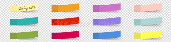 Post Note Sticker Template Set - Colorful Vector Illustrations Isolated ...