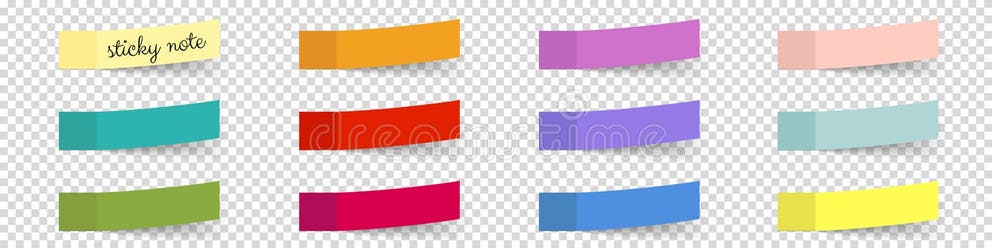 Post Note Sticker Template Set - Colorful Vector Illustrations Isolated ...