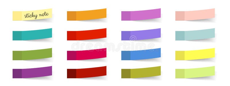 Post Note Sticker Template Set - Colorful Vector Illustrations Isolated ...