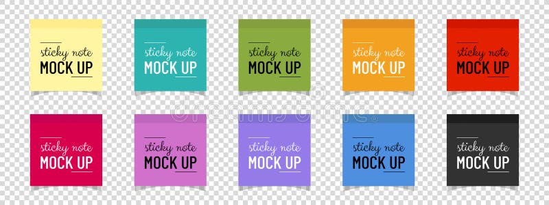 Post Note Sticker Template Set - Colorful Vector Sticky Note ...