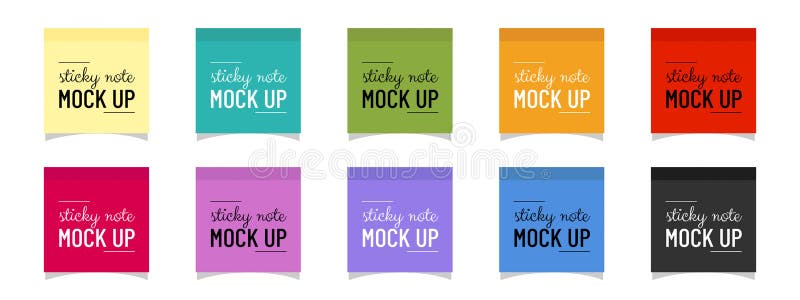 Post Note Sticker Template Set - Colorful Vector Sticky Note ...