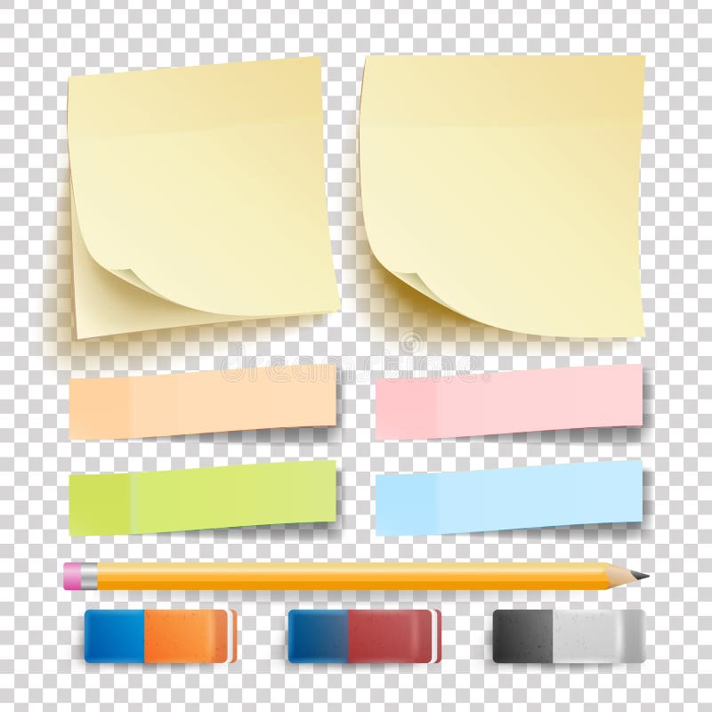 Post Note Sticker Vector. Set. Eraser and Pencil. Good for Advertising ...