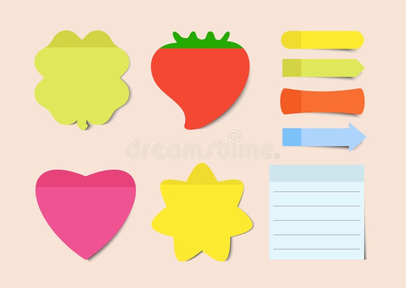 Post Note Stickers. Sticky Notes Vector Illustrations Set. Notepad ...