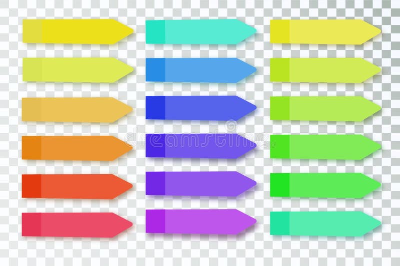 Post Note Stickers on Transparent Background. Color Sticky Tapes with ...