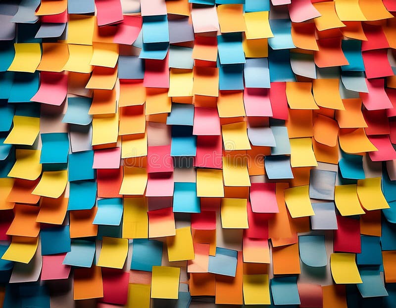Post-it Notes Covering an Entire Wall As a Symbol of Task Overload ...