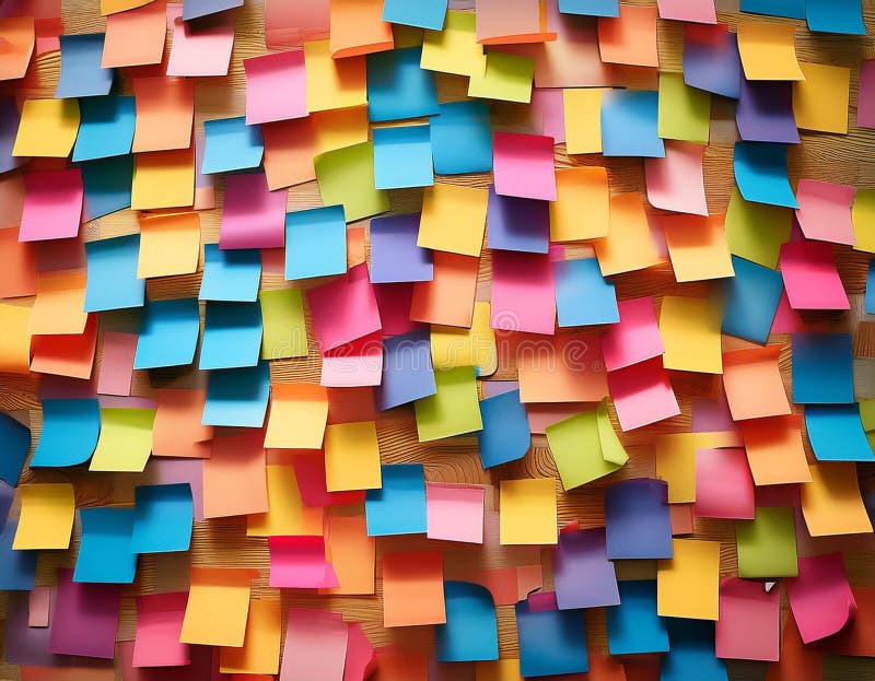 Post-it Notes Covering an Entire Wall As a Symbol of Task Overload ...