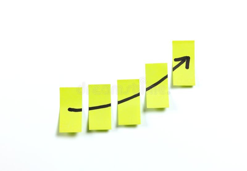 Post it Notes with Growing Rising Business Graph Stock Photo - Image of ...