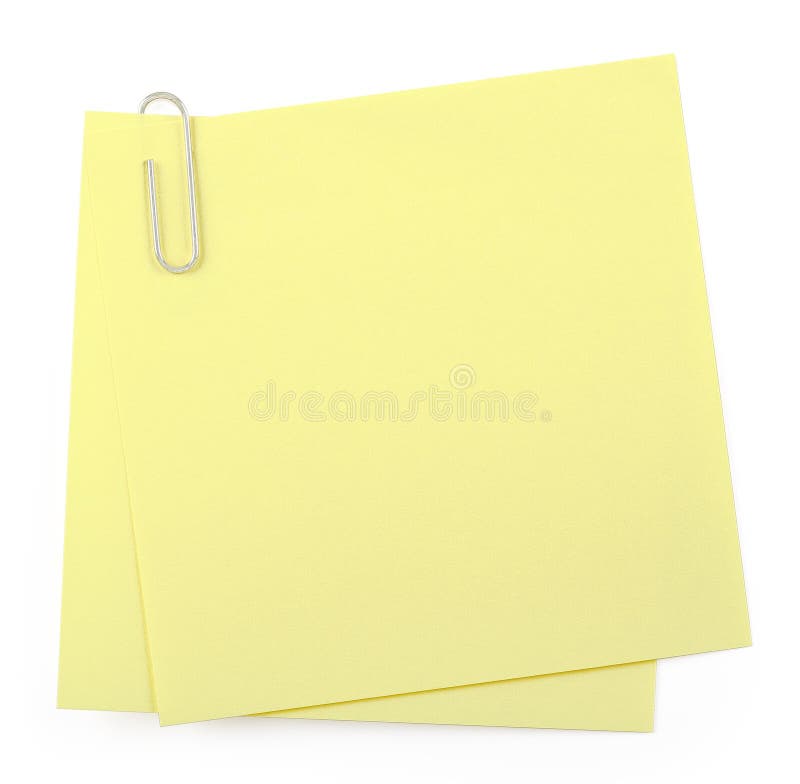 Three Post-it Notes with Green Paperclip Stock Photo - Image of ...