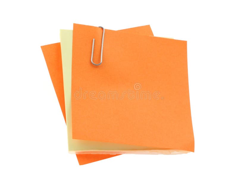 Three Post-it Notes With Green Paperclip Stock Photo - Image of ...