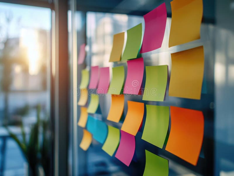 Post-it Notes on Wall stock image. Image of planning - 377186077